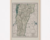 VINTAGE VERMONT MAP Professional Reproduction Vermont Wall - Etsy