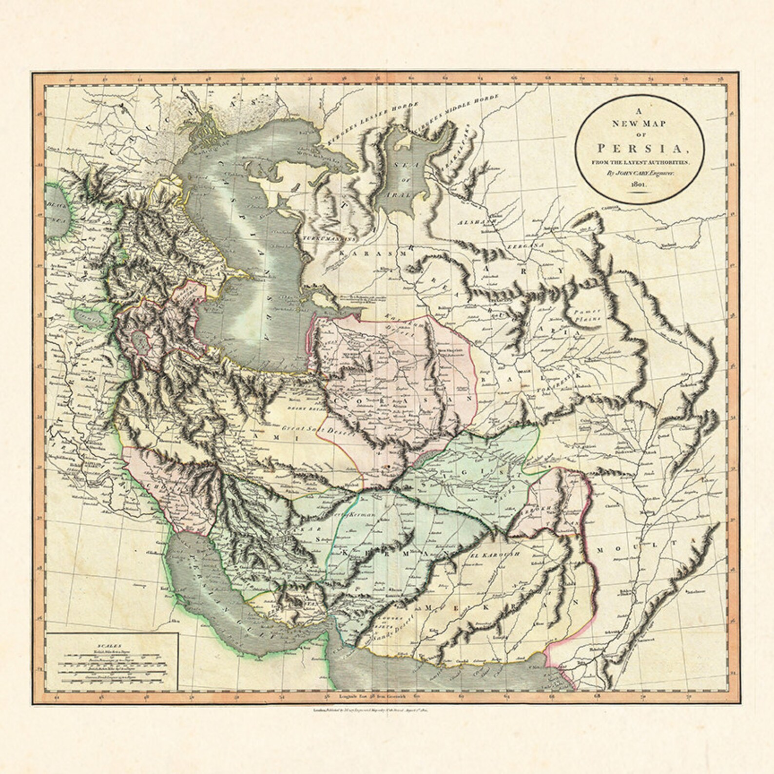 ANTIQUE MAP of PERSIA Antique Wall Art Persian Map 1799 | Etsy