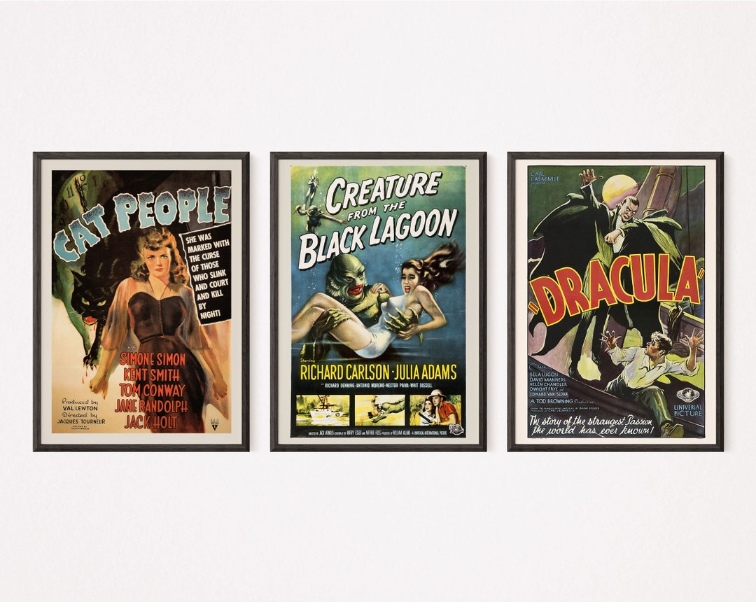 RETRO HORROR MOVIES, Poster Set: Cat People, Creature From the Black ...