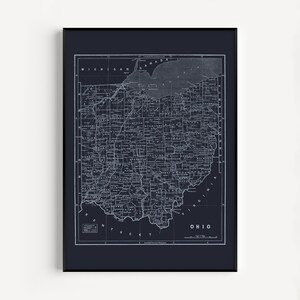 STATE of OHIO MAP Blueprint Map of Ohio State Vintage Map - Etsy