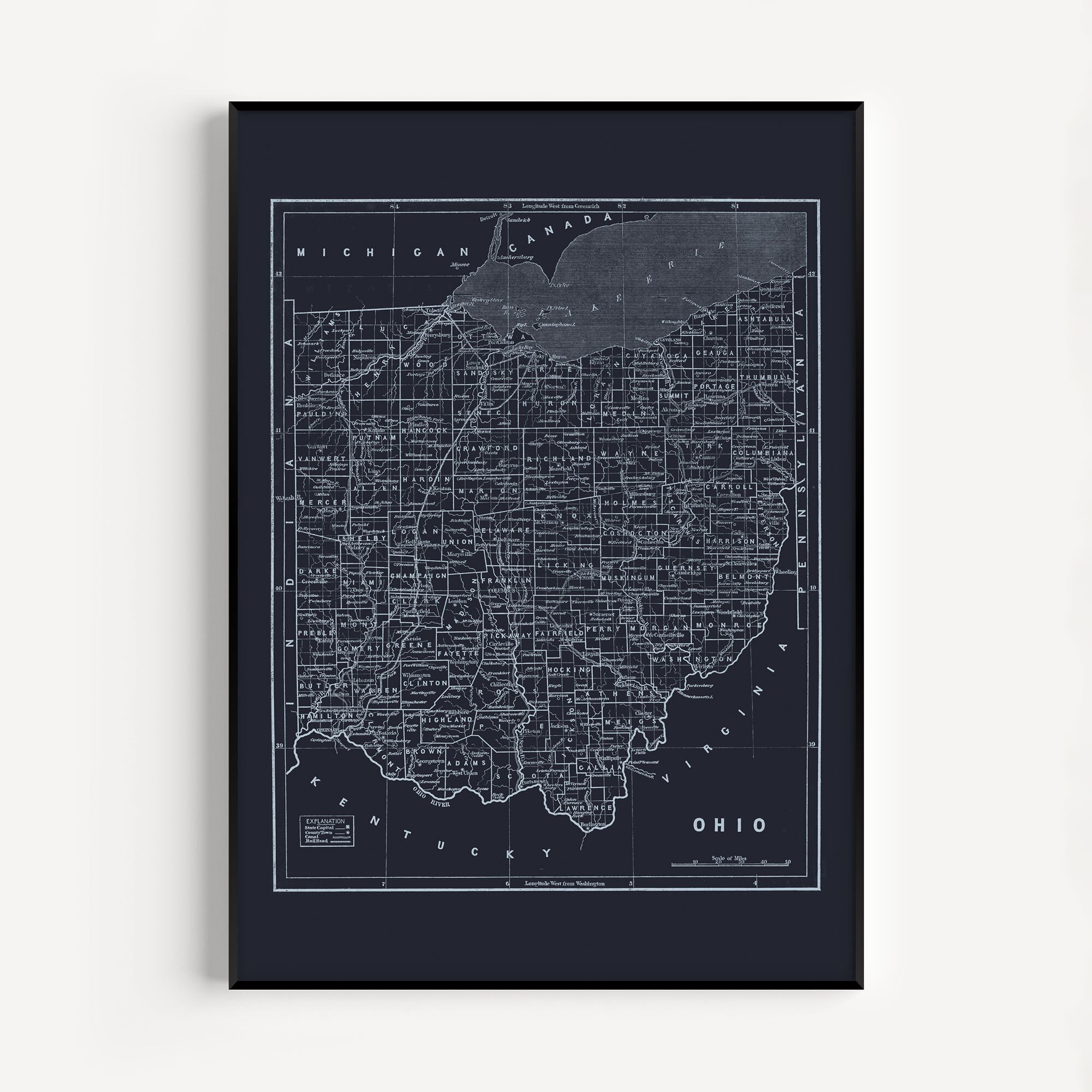 STATE of OHIO MAP Blueprint Map of Ohio State Vintage Map - Etsy Canada
