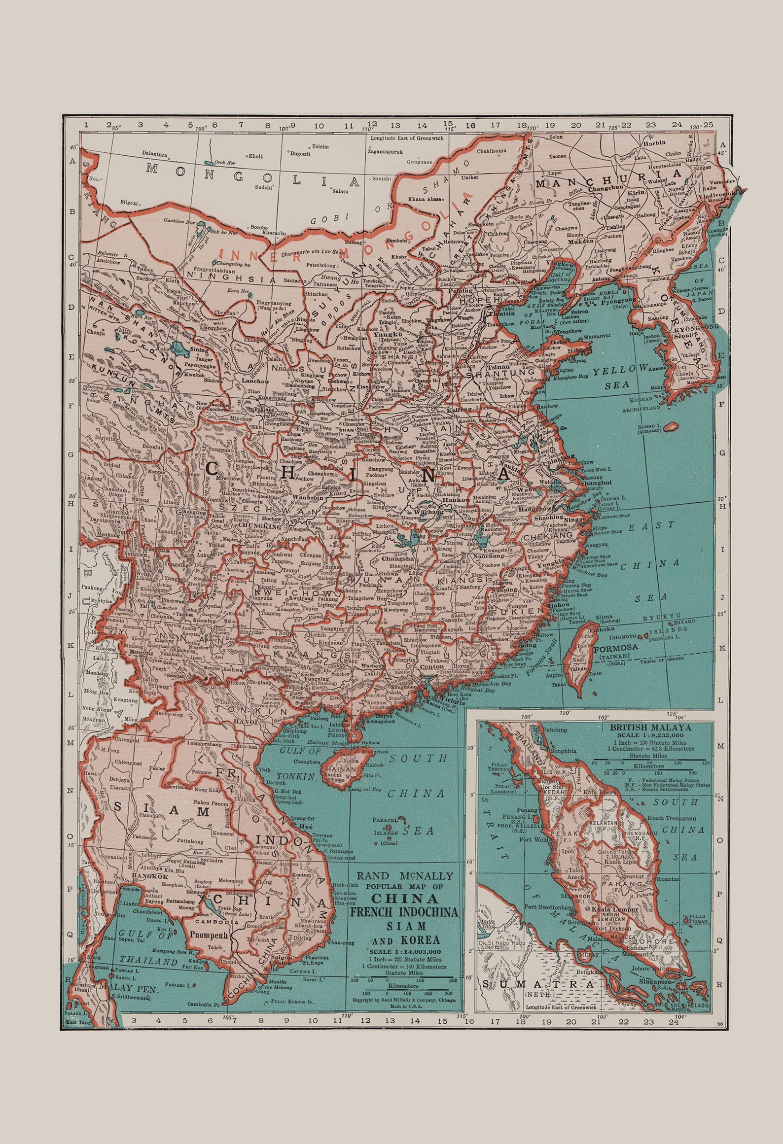 CHINA MAP PRINT Vintage Map of China Old Map Print - Etsy