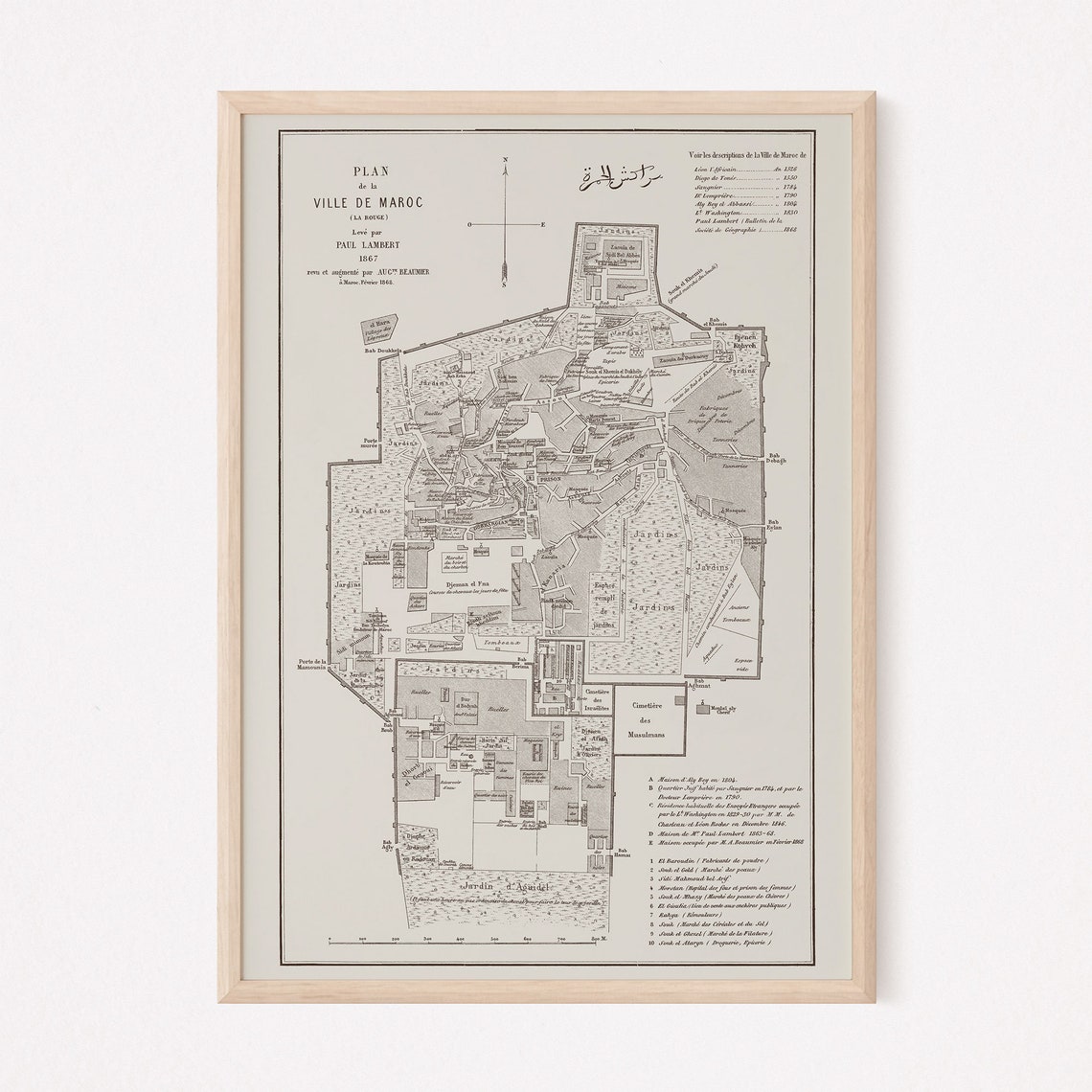 VINTAGE MARRAKESH MAP Antique Map of Marrakech Morocco Map - Etsy