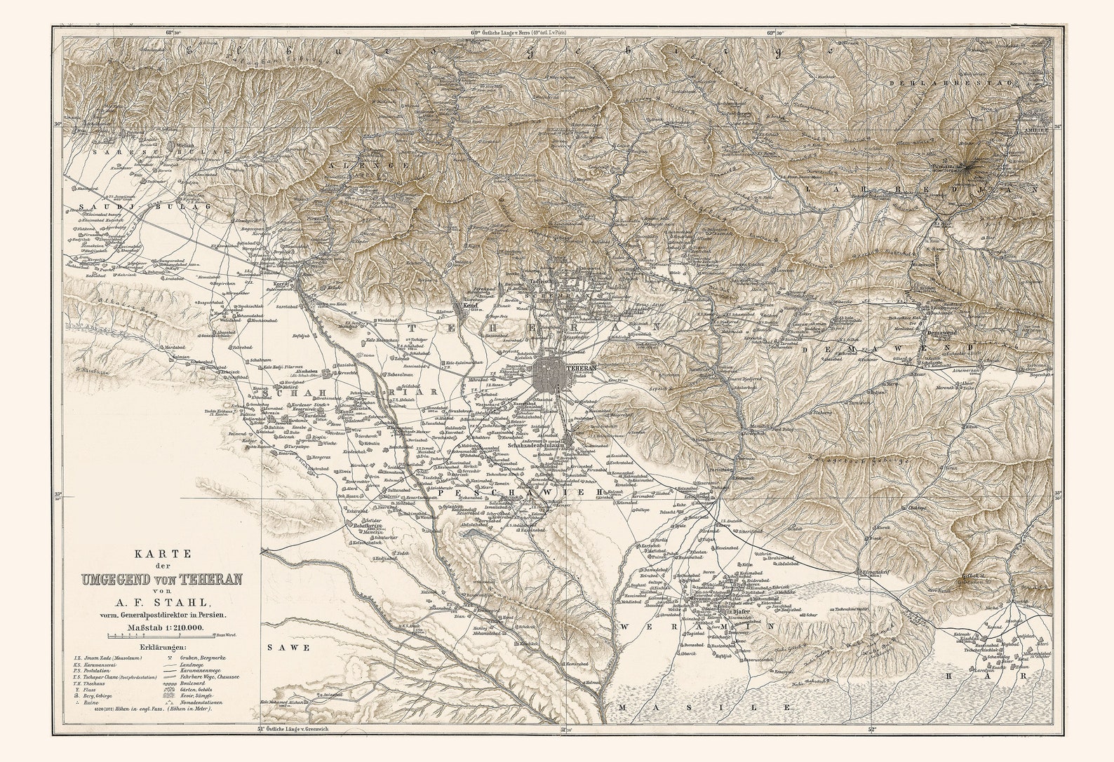 MAP OF TEHRAN Antique Map of Tehran German Map of Tehran - Etsy Canada