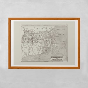 VINTAGE MASSACHUSETTS MAP Antique Map of Massachustetts and | Etsy