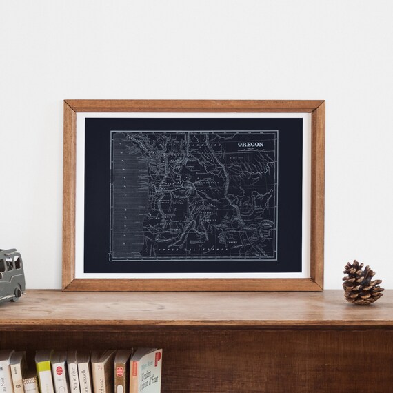 OREGON STATE MAP Blueprint Map of Oregon Vintage Map | Etsy