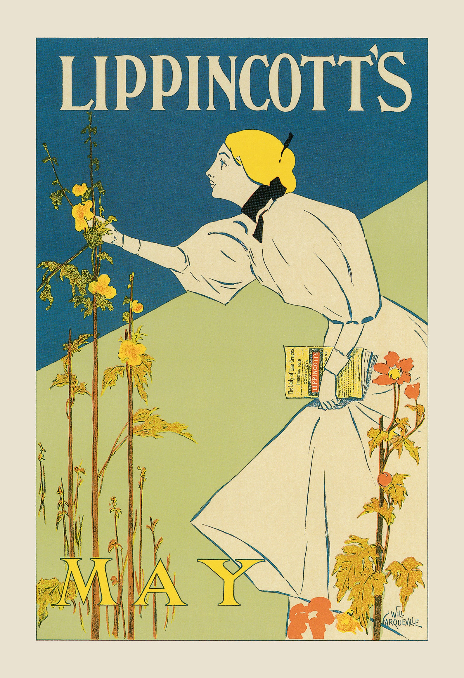 LIPPINCOTT'S MAGAZINE POSTER Beautiful Art Nouveau - Etsy