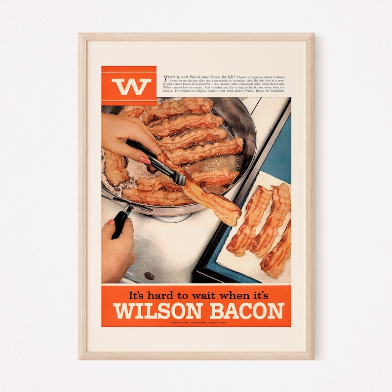 VINTAGE BACON AD Retro Mid-century Ad Bacon Retro Poster - Etsy