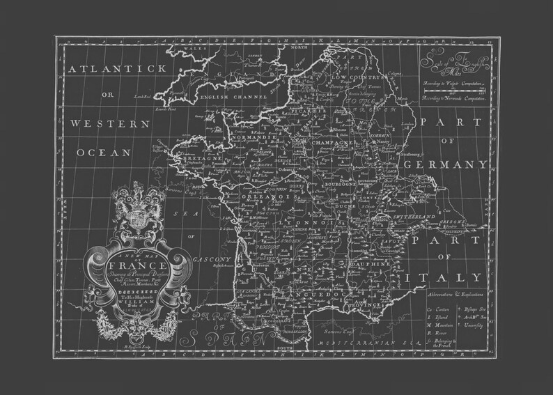 ANTIQUE FRANCE MAP Old Map of France Blueprint Map Office | Etsy