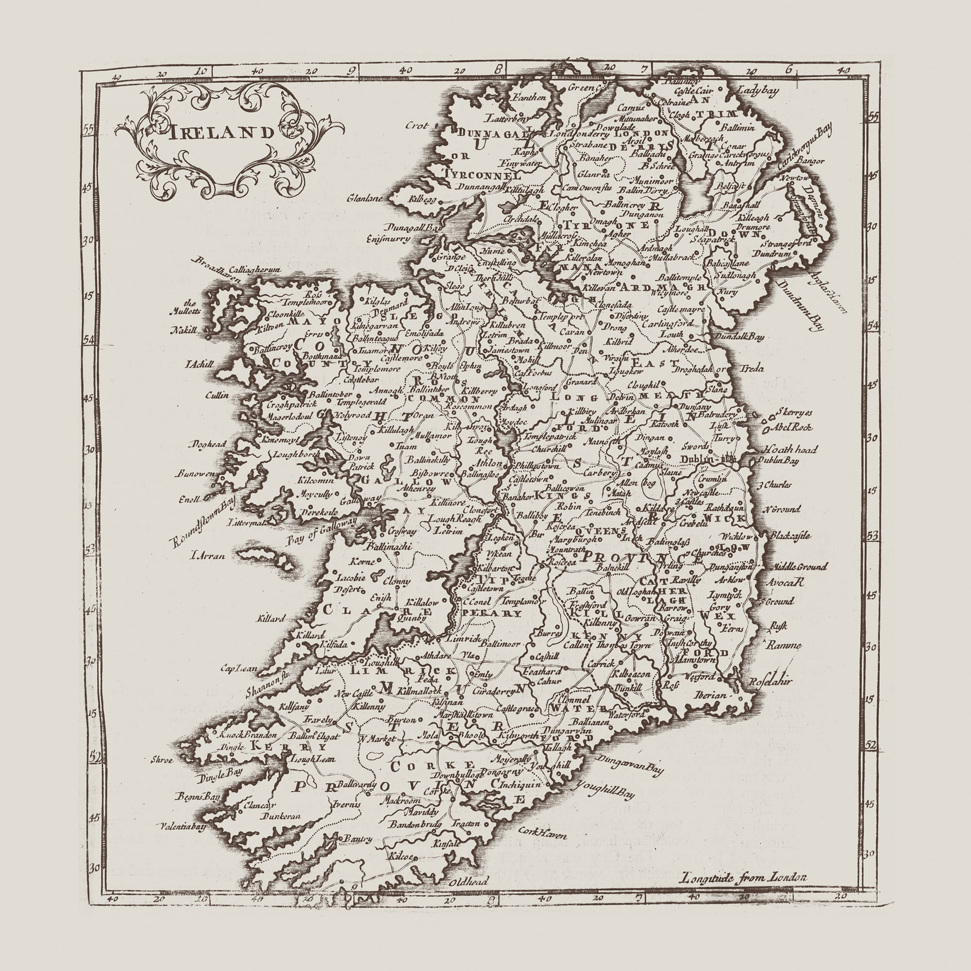 VINTAGE IRELAND MAP Antique Ireland Map Professional - Etsy
