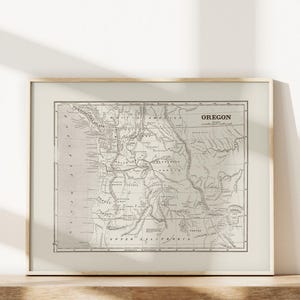 VINTAGE OREGON MAP, Antique Map of Oregon, Oregon State Map, West Coast ...