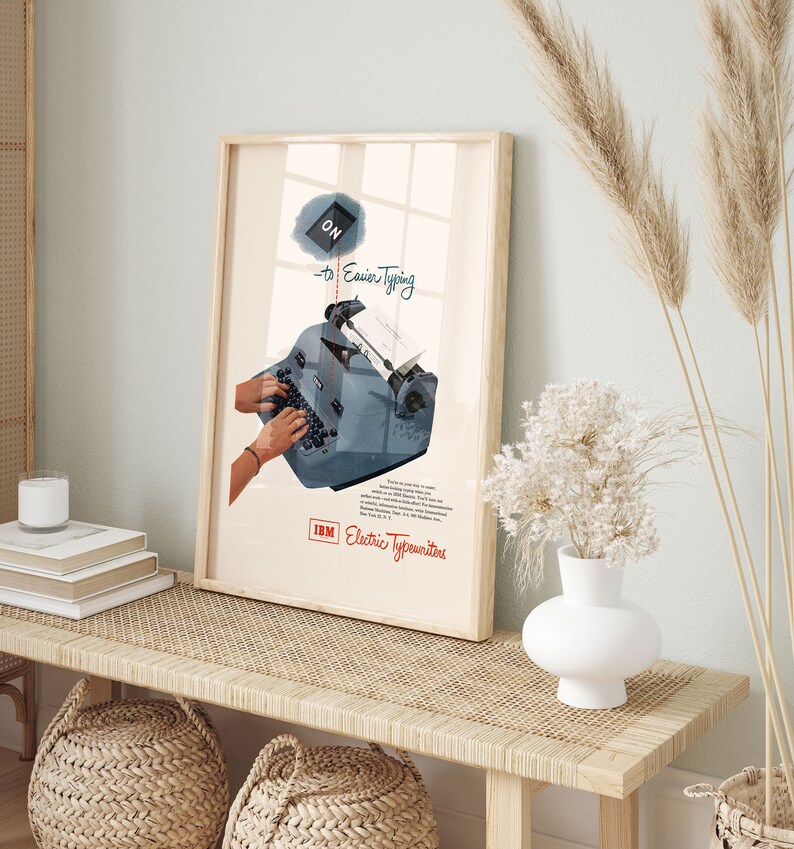 RETRO TYPEWRITER POSTER 1950's Typewriter Print Blue - Etsy