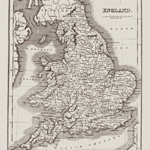 VINTAGE ENGLAND MAP Retro Map of England Minimalist England - Etsy