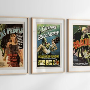 RETRO HORROR MOVIES, Poster Set: Cat People, Creature From the Black ...