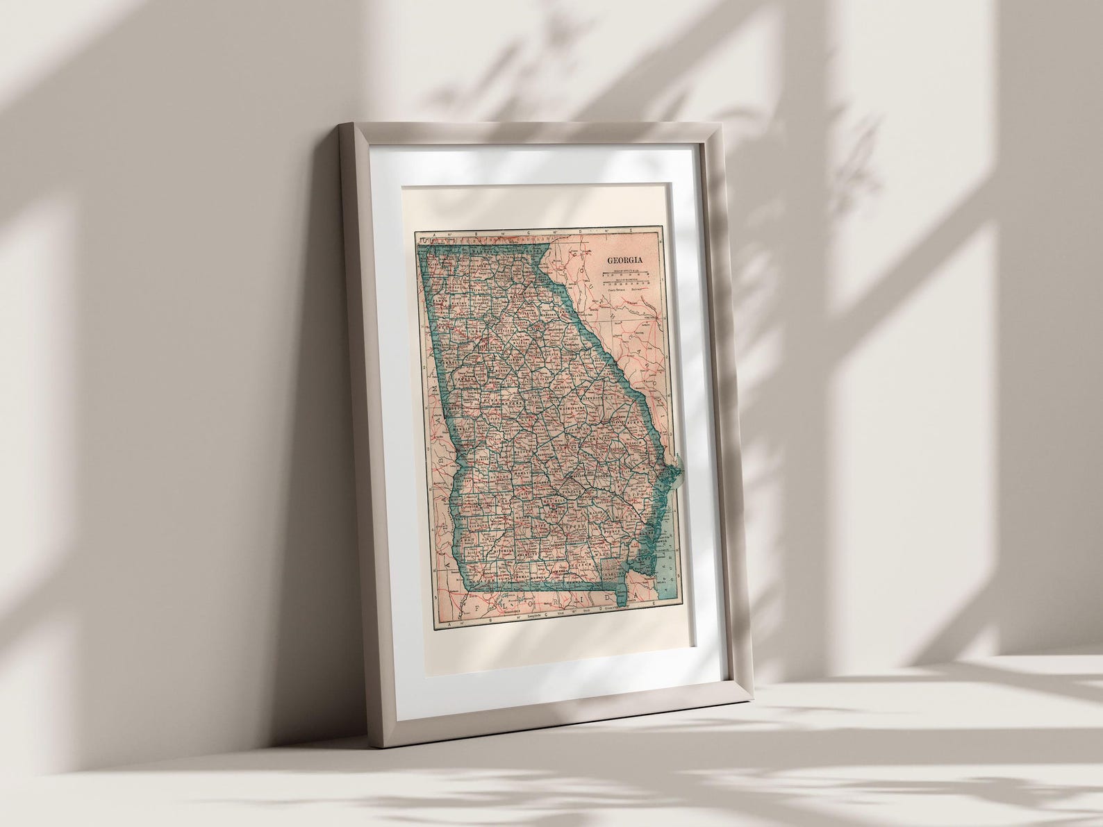 OLD GEORGIA MAP, Vintage Map of Georgia State, Retro Map Wall Art ...