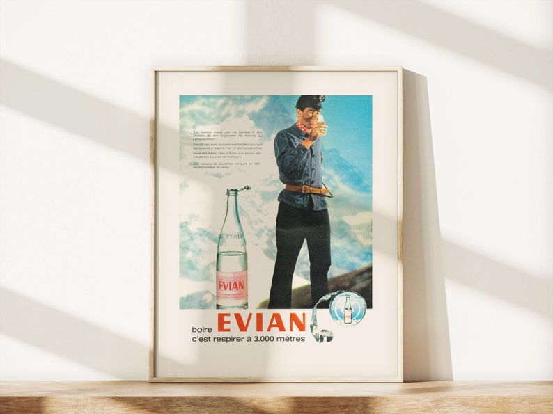 VINTAGE BOTTLED WATER Ad Retro Water Advertisement Fine - Etsy