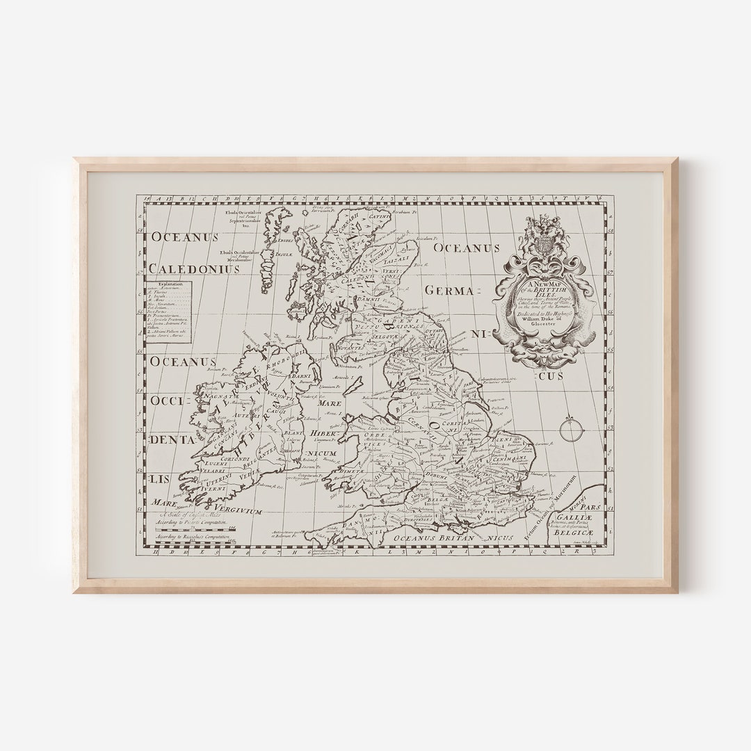 MAP of UNITED KINGDOM, Antique Map of the United Kingdom, Vintage Map ...
