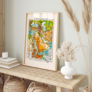 VINTAGE MIDDLE EAST Map, Vintage Map Wall Art, Vintage Map Reproduction ...