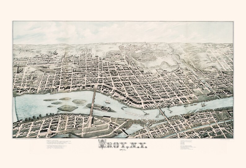 ANTIQUE MAP of TROY Troy New York Map Antique Map Print | Etsy