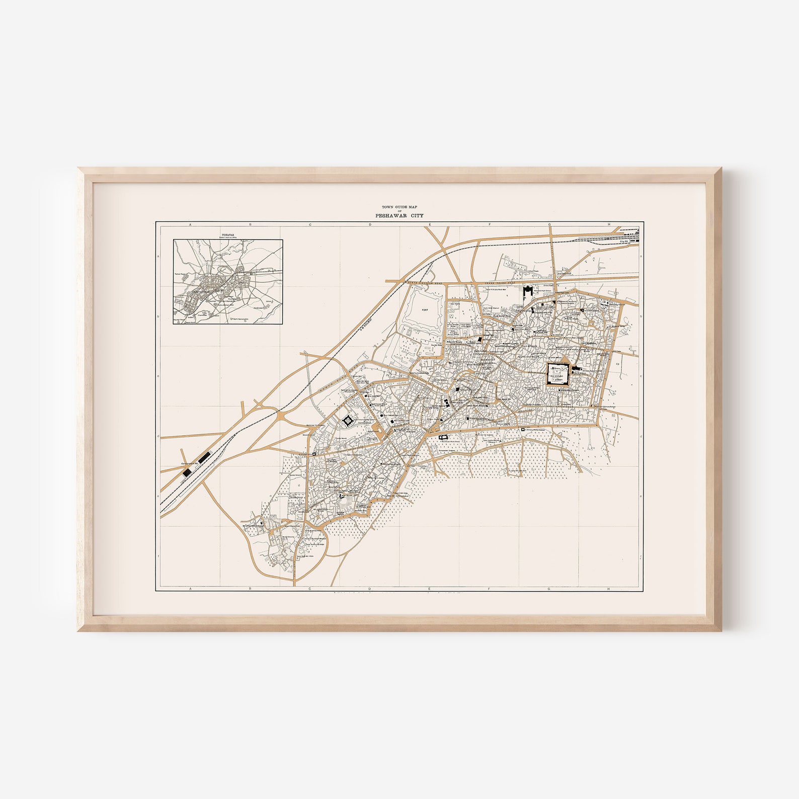 ANCIENT PESHAWAR MAP Map of Peshawar Historical Pakistan - Etsy