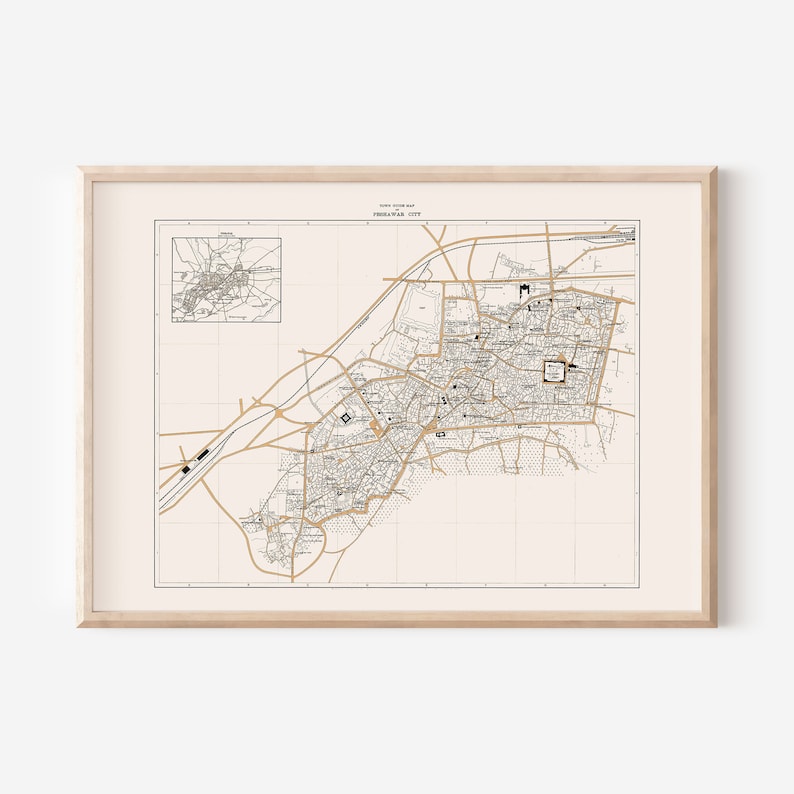ANCIENT PESHAWAR MAP Map of Peshawar Historical Pakistan - Etsy