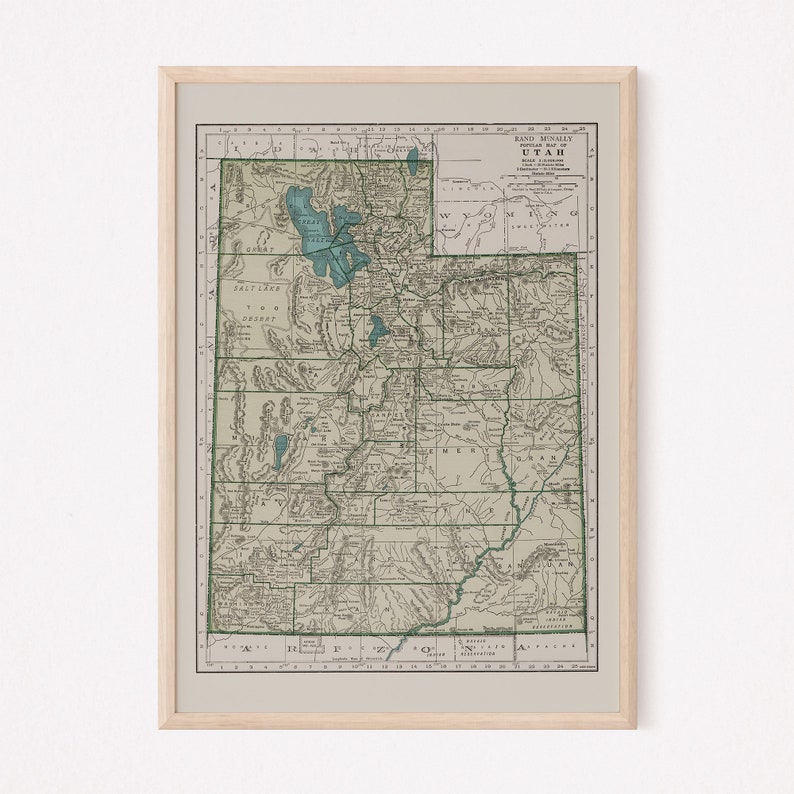 VINTAGE UTAH MAP Vintage Map of Utah Wall Art Vintage Map - Etsy