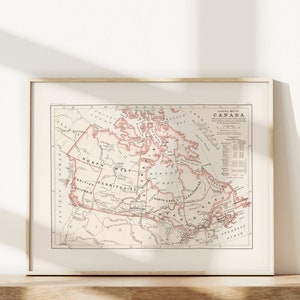 VINTAGE CANADA MAP, Historical Map, Office Wall Art, Map of Canada ...