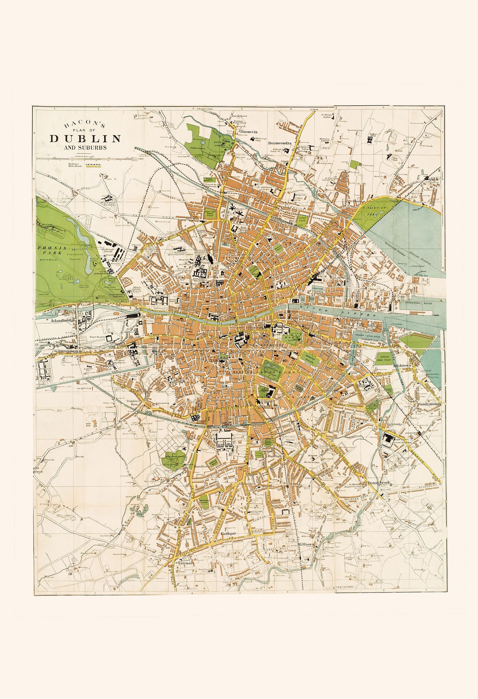 VINTAGE DUBLIN MAP Antique Map of Ireland Professional - Etsy