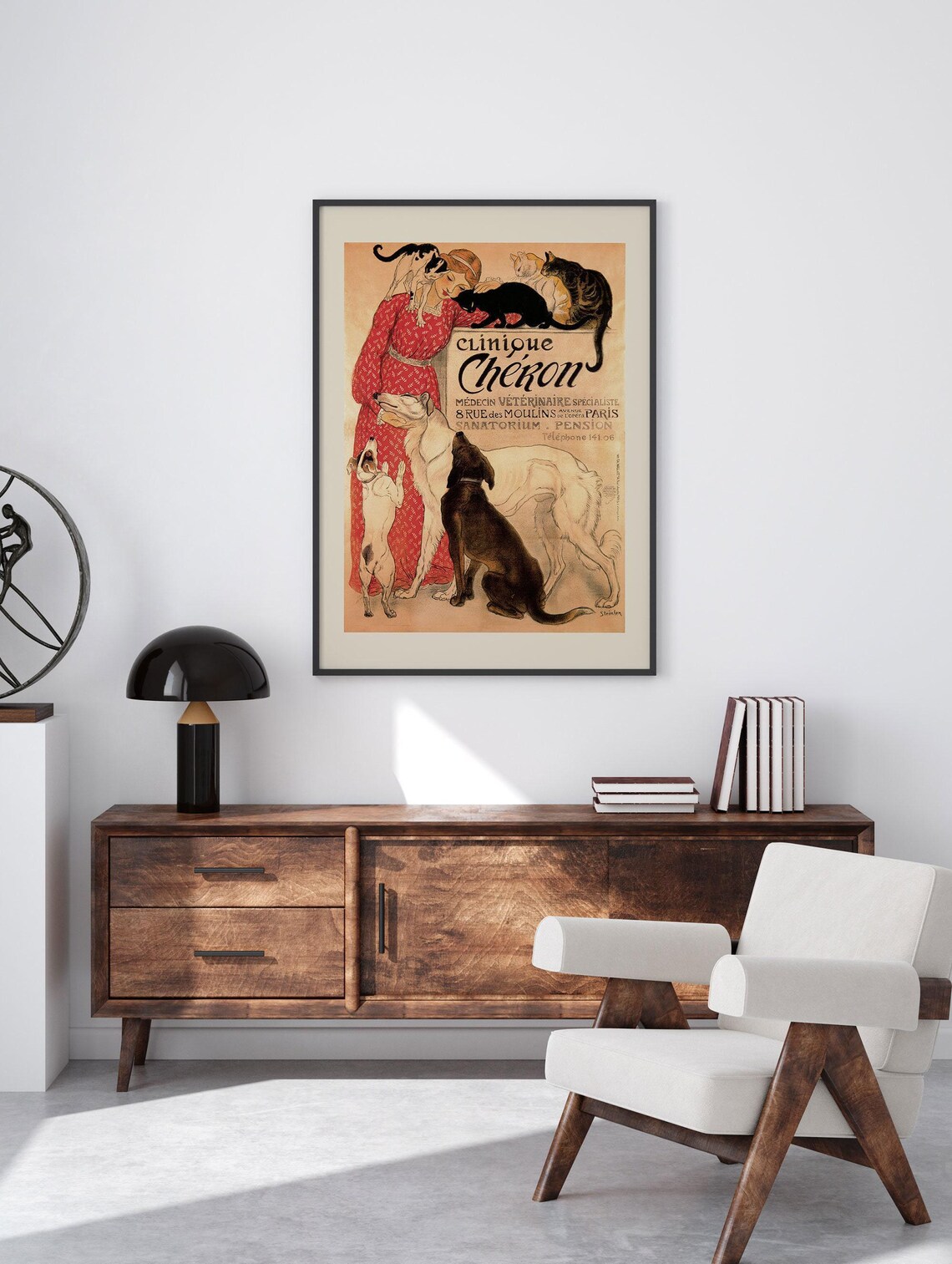 JUGENDSTIL POSTER, Paris Kunst Poster, Haustier Mama, Fine Art Print ...
