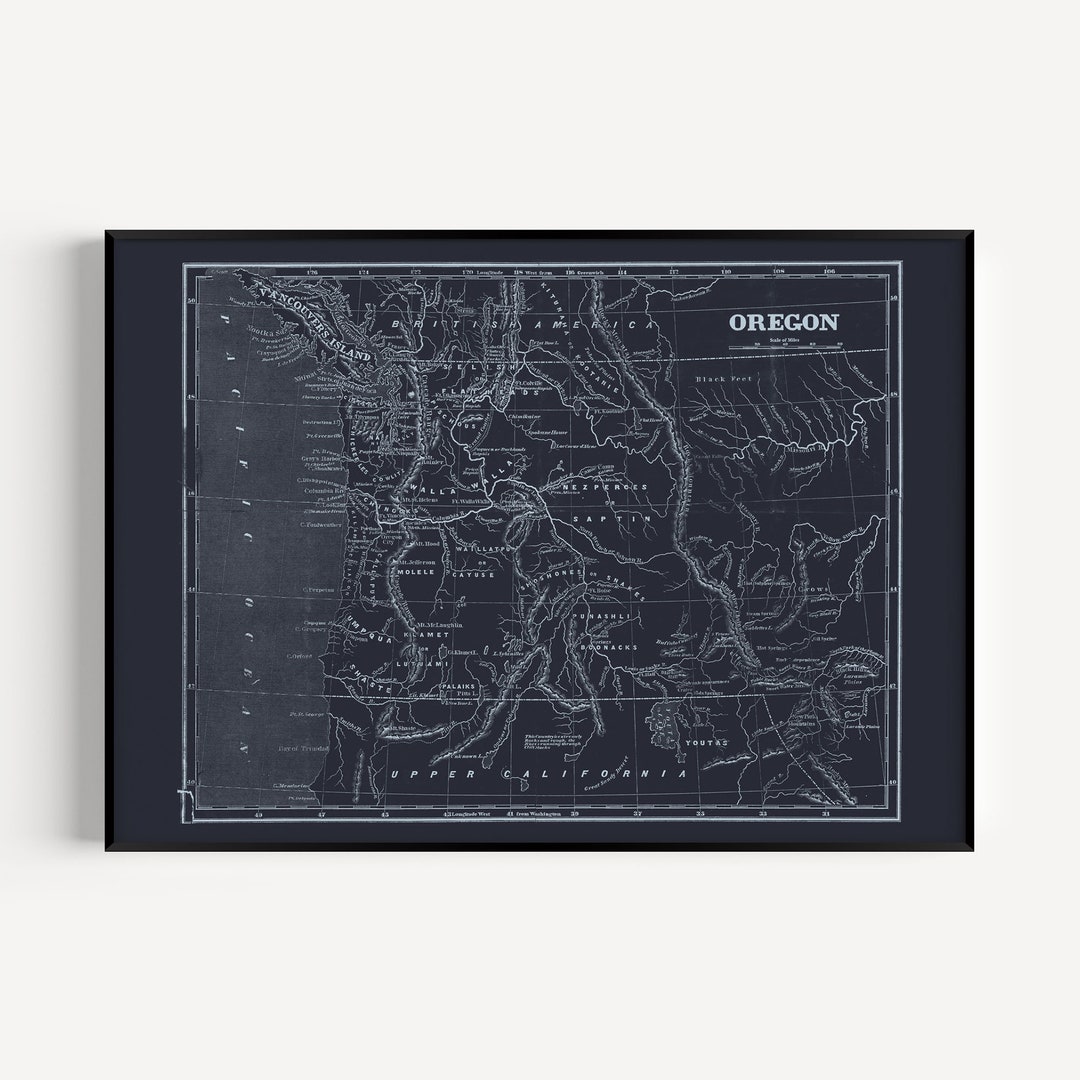OREGON STATE MAP Blueprint Map of Oregon Vintage Map Office - Etsy