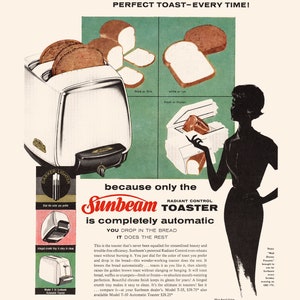 RETRO TOASTER AD, Vintage Toaster Ad, Kitchen Poster, 50s Kitchen Ad ...