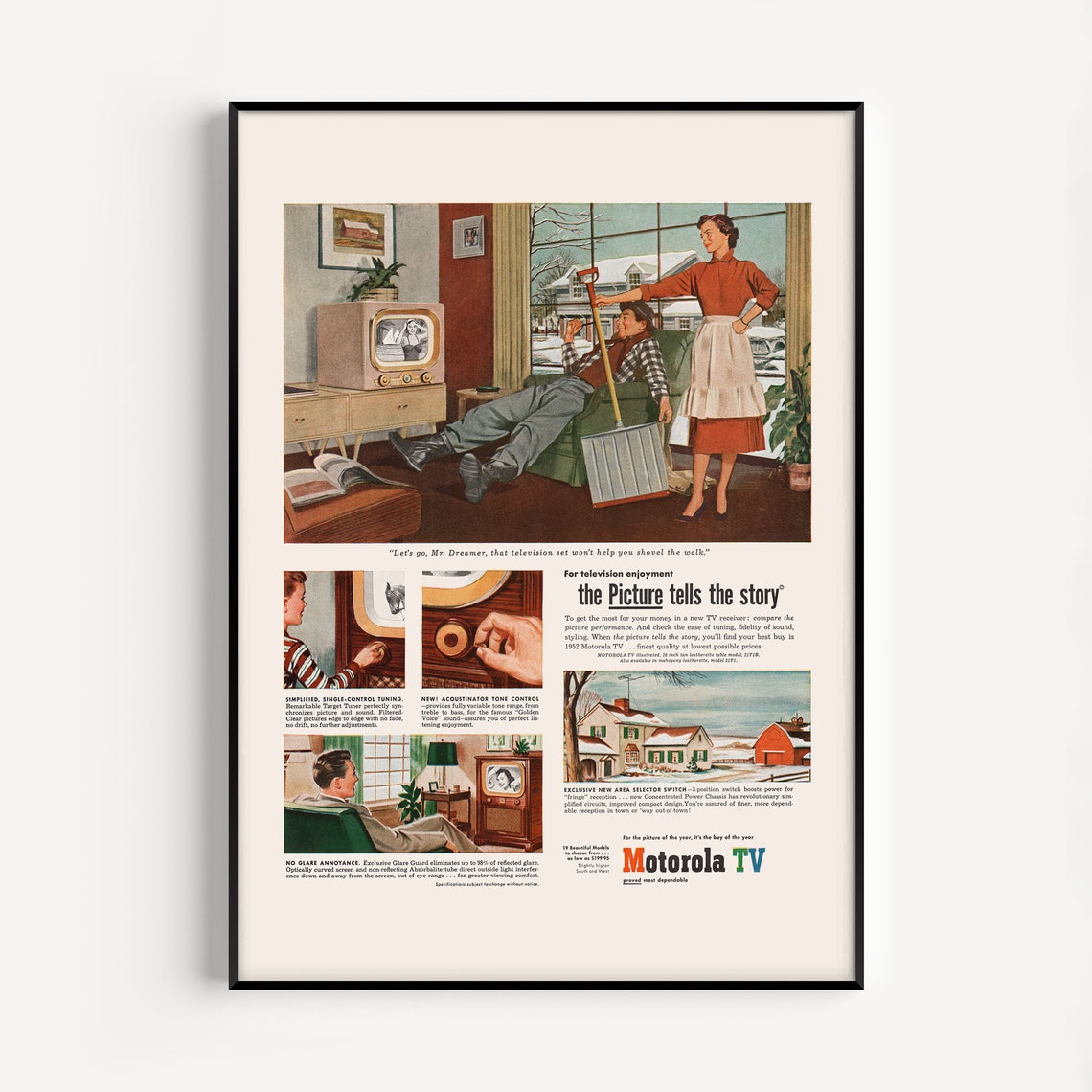 VINTAGE TV POSTER Old Television Poster Winter Poster - Etsy