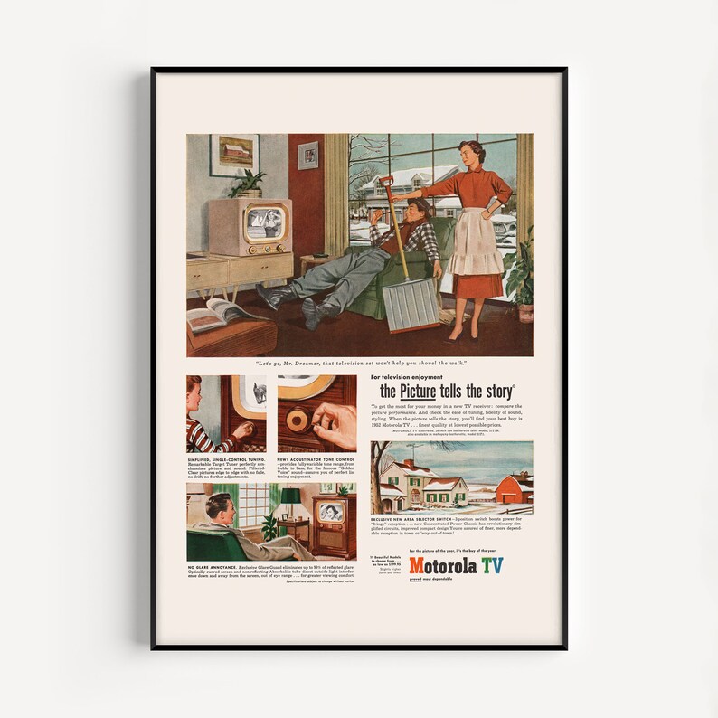 VINTAGE TV POSTER Old Television Poster Winter Poster - Etsy