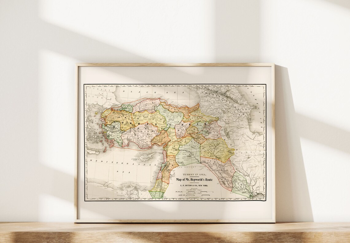 VINTAGE MAP of TURKEY Historical Map of Turkey Office Wall - Etsy