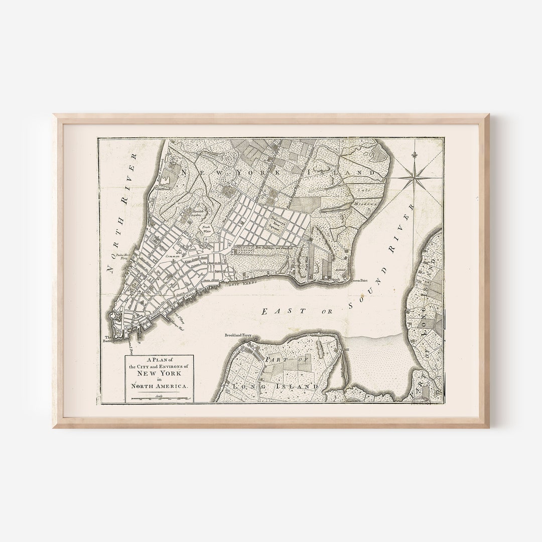 ANTIQUE NEW YORK Map, Vintage Map of Manhattan New York, Antique Map ...