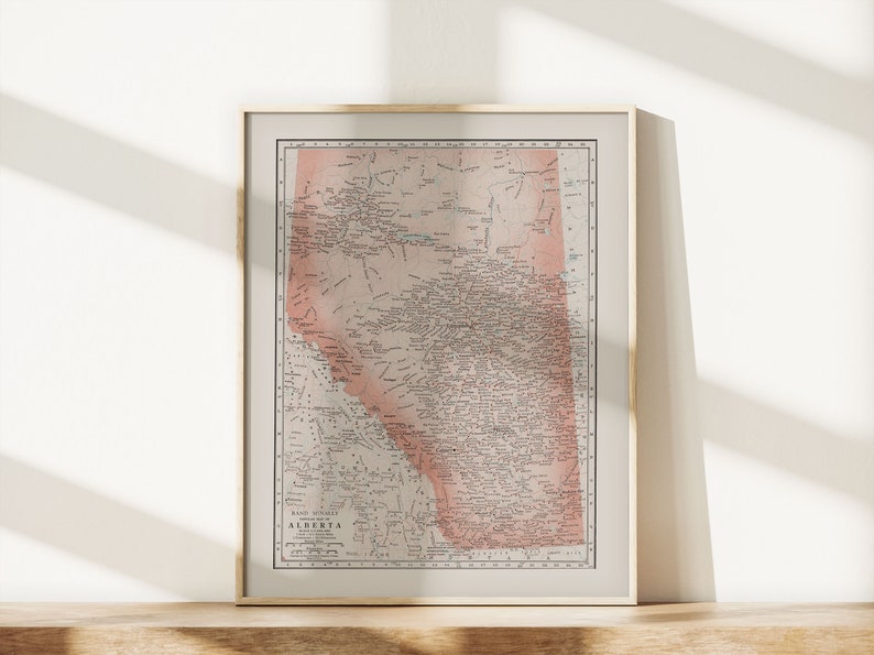ALBERTA CANADA MAP Vintage Map of Alberta Canada Wall Art - Etsy
