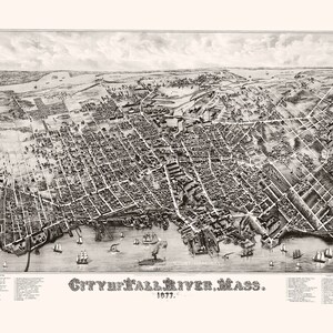 FALL RIVER MAP, Antique Fall River Mass Map, Antique Map Print ...