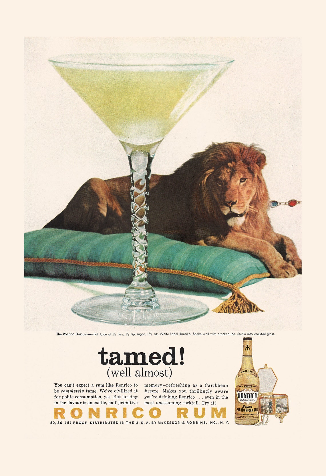 VINTAGE RUM AD Retro Cocktail Ad Vintage Lion Poster Retro - Etsy