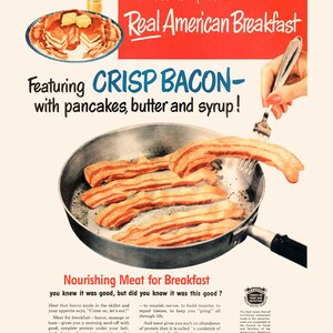 VINTAGE BACON AD, Retro Mid-century Ad, Vintage Kitchen Poster 1950s ...
