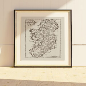 VINTAGE IRELAND MAP, Antique Ireland Map, Square Print, Professional ...