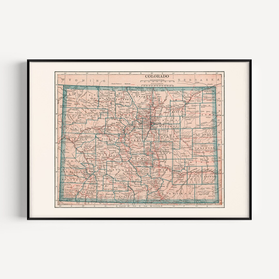 OLD COLORADO MAP, Vintage Map of Colorado, Vintage Map Wall Art ...