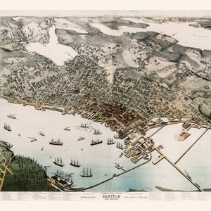 Vintage SEATTLE Map Print Antique Wall Art Vintage Map of - Etsy