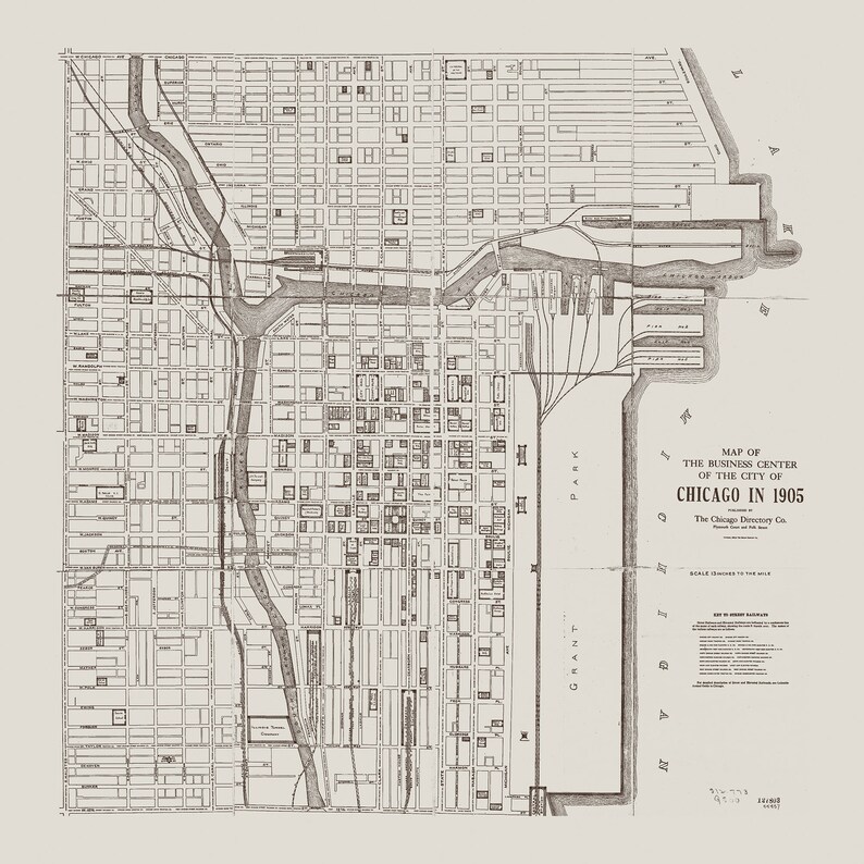 1905 CHICAGO MAP Retro Map of Chicago Map Print Minimalist - Etsy