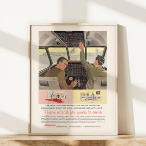 VINTAGE AIRPLANE PILOT Ad, Retro Mid-century Airline Ad, Vintage ...