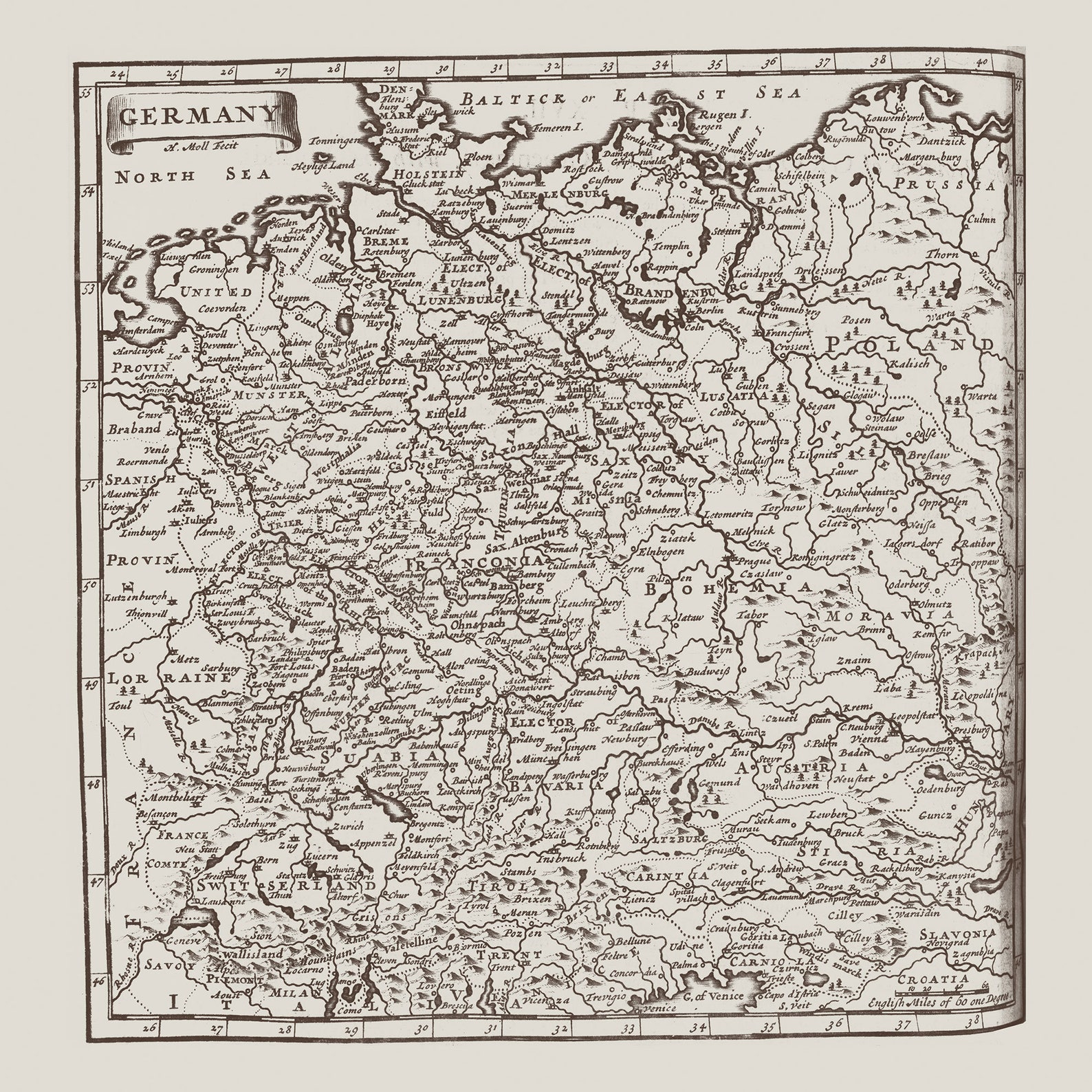 ANTIQUE GERMAN MAP Antique Historical Germany Map - Etsy