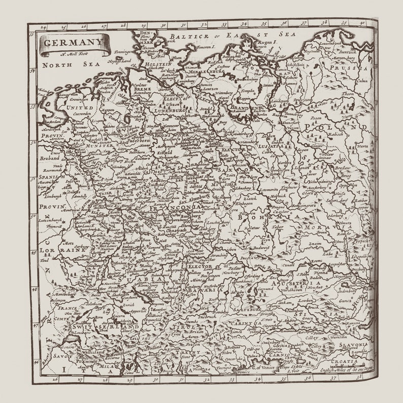 ANTIQUE GERMAN MAP Antique Historical Germany Map - Etsy