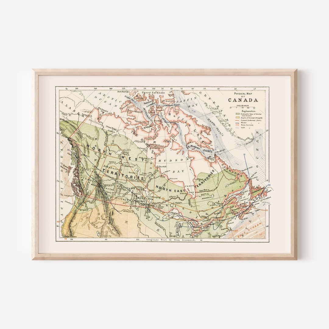 VINTAGE CANADA MAP, Professional Reproduction, Antique Map, Antique Map ...