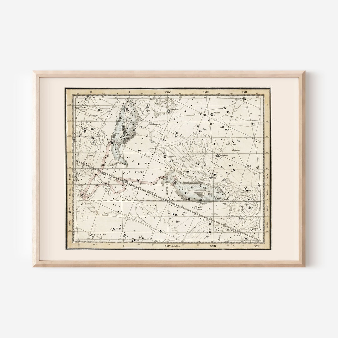 PISCES STAR MAP Print, Zodiac Sign Print, Professional Reproduction ...
