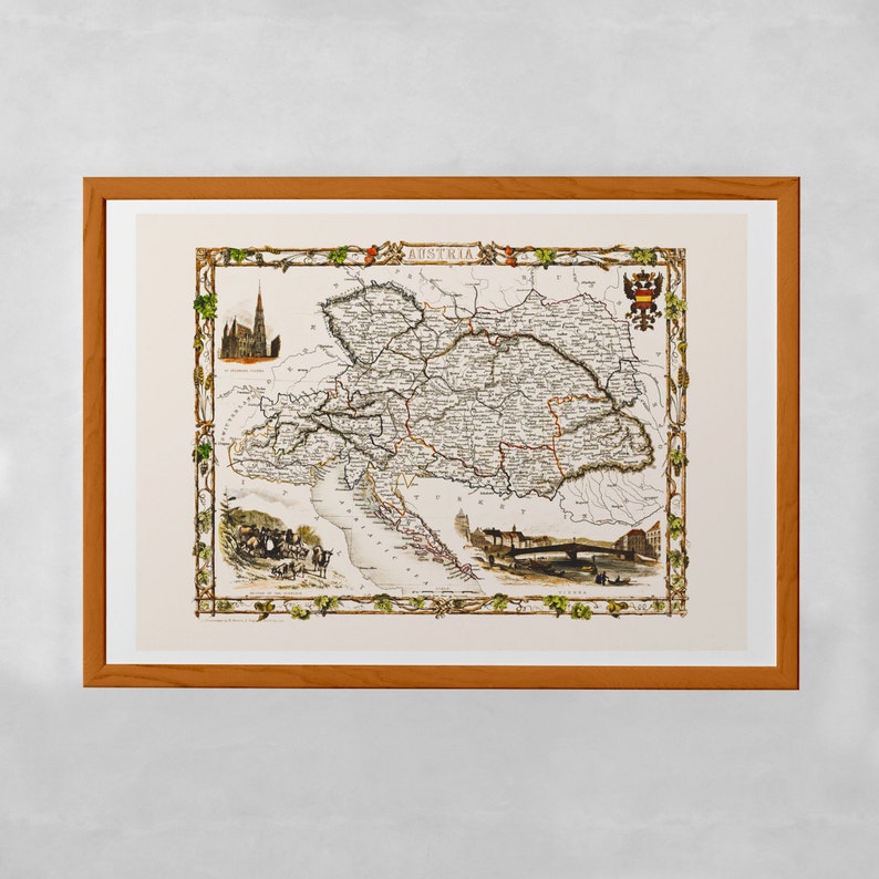 VINTAGE AUSTRIA MAP Historical Map of Austria Antique Map | Etsy