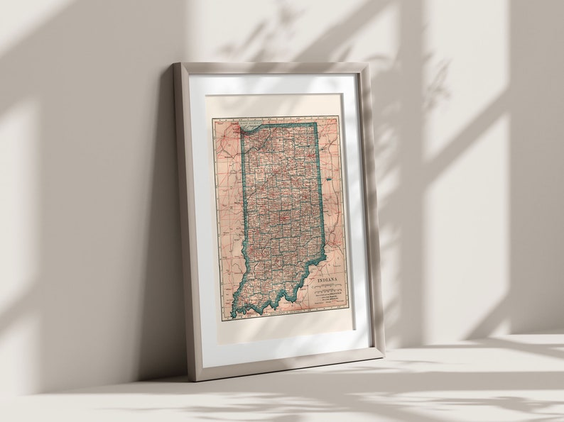 OLD INDIANA MAP Vintage Map of Indiana Retro Travel Wall - Etsy